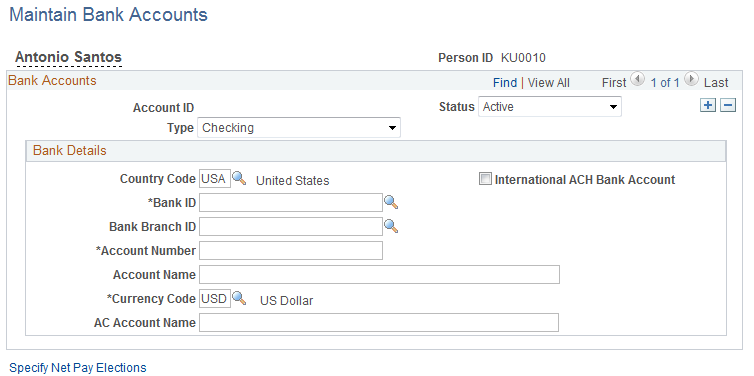 Entering Bank Account Information