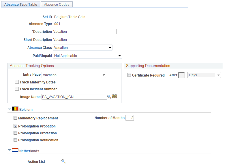 Setting Up Absence Classes, Types, Codes, and Parameters