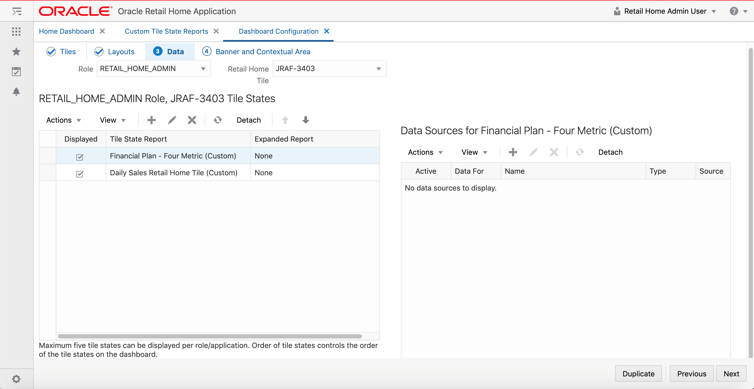 Custom Tile State Reports Configuration