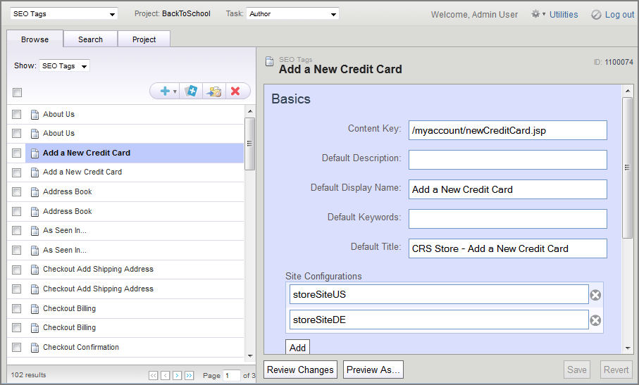 Oracle Commerce Platform - Creating and Managing SEO Tags