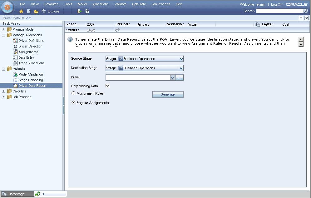 Generating the Driver Data Report