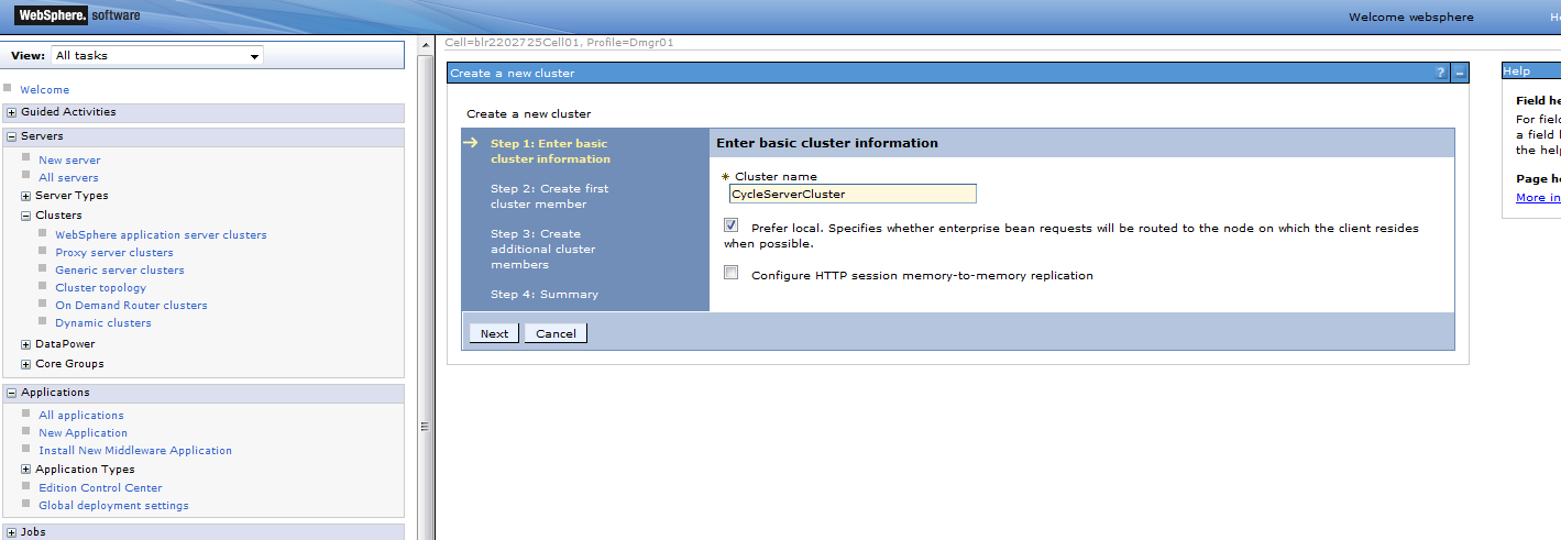 Cycle Cluster Setup for WebSphere