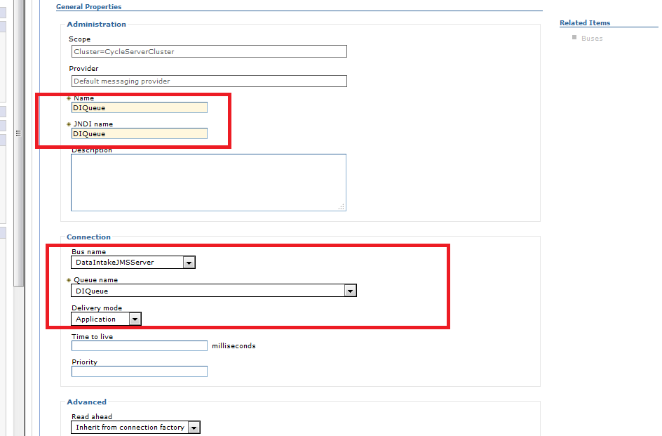JMS Setup for Data Intake in Cluster Environment - WebSphere Configuration