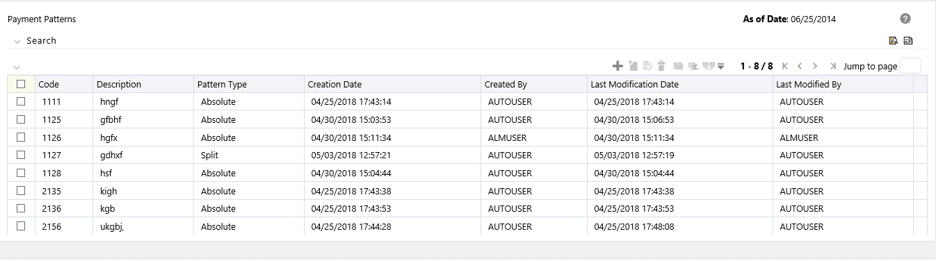 User Defined Payment Patterns