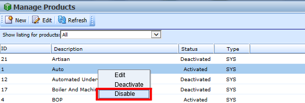 Activating, Deactivating, or Disabling a Product