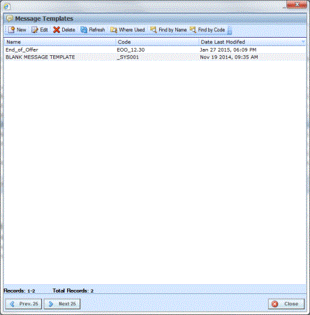 Navigating to Message Templates