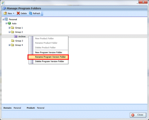 Renaming a Program Version Folder
