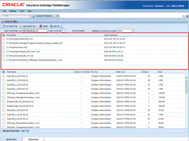 XML Input File Listing