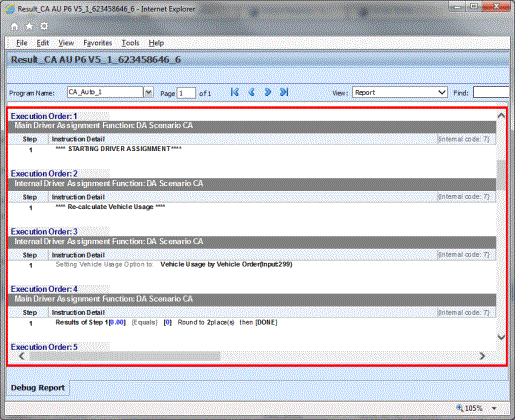 Result Files: Debug Rating Report