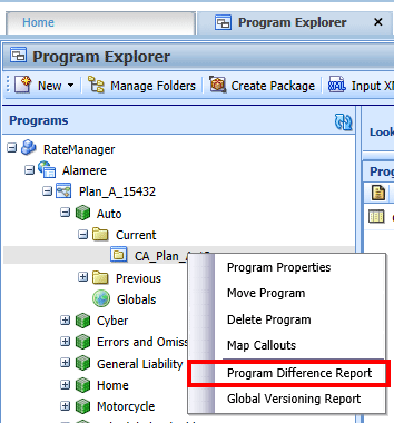 Running a Program Difference Report