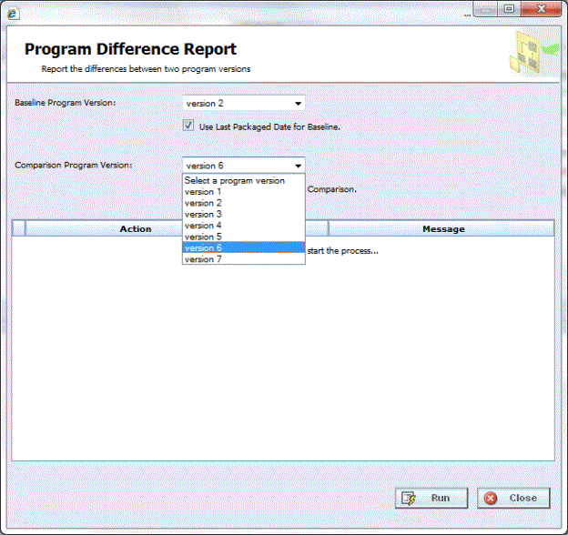 Running a Program Difference Report