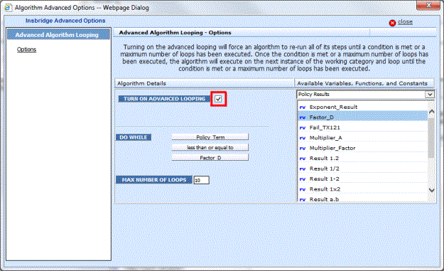 Using an Advanced Option