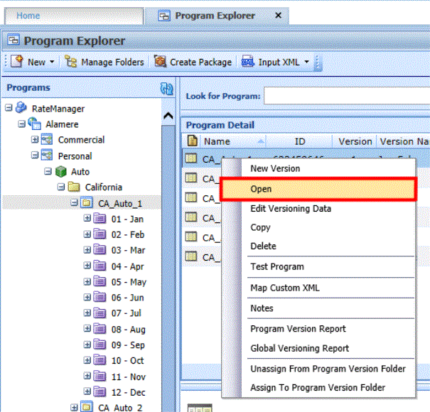 Navigating to Program Details