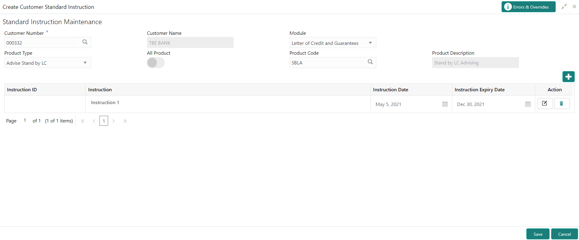 Customer Instructions