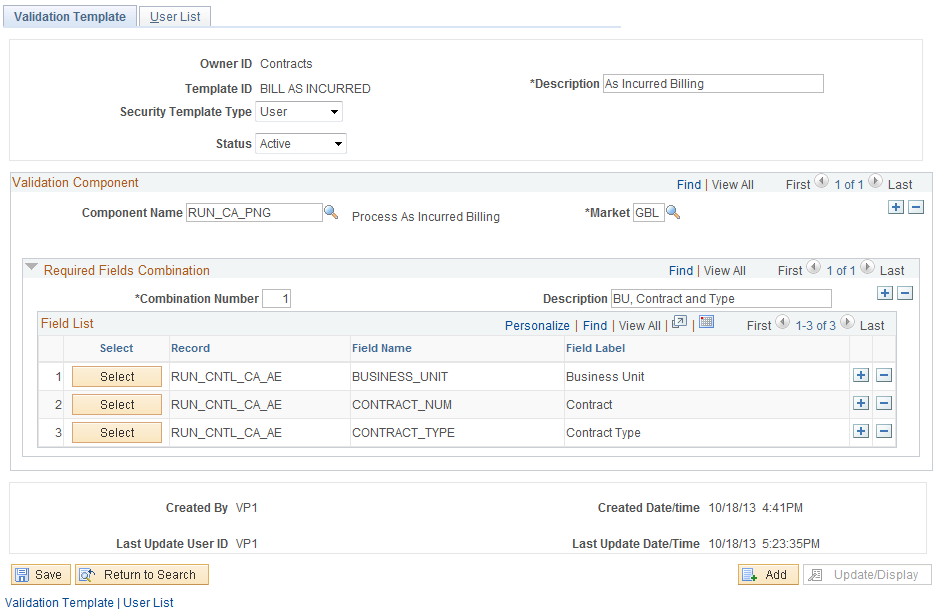 Defining Validation Templates