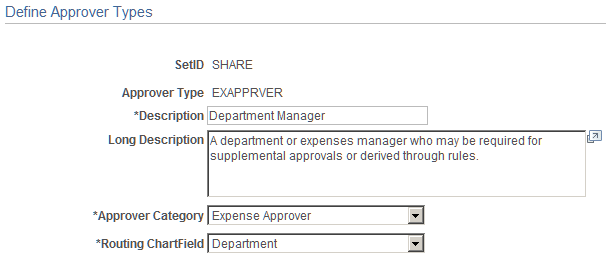 Defining Approver Types for PeopleSoft Expenses