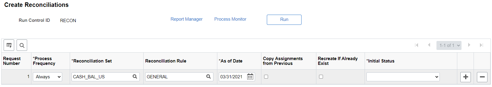Defining Reconciliation Sets and Creating Reconciliations