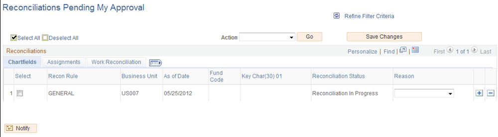 Using the PeopleSoft Classic General Ledger WorkCenter - My Work Pagelet