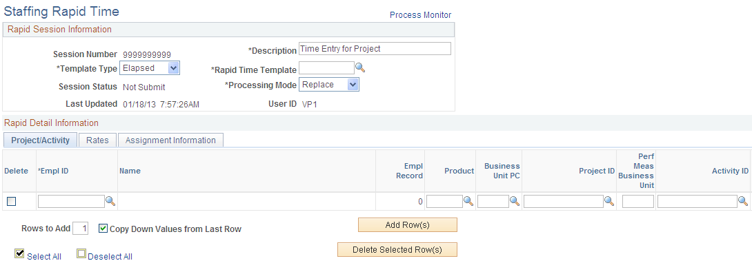 Entering Time Through Rapid Time Entry