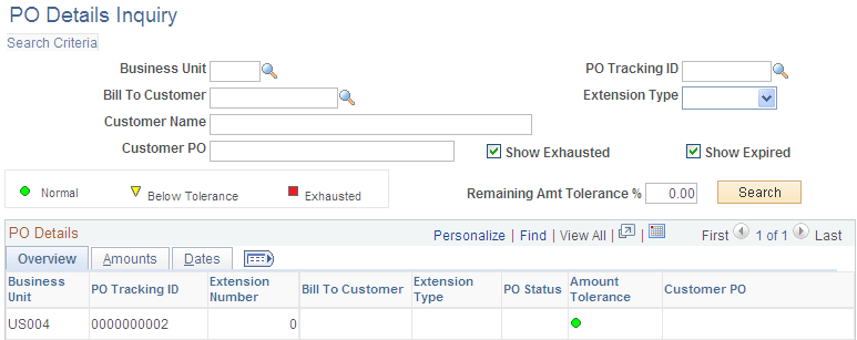 Reviewing PO Tracking Numbers