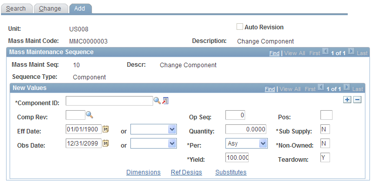 Defining BOM Mass Maintenance Codes