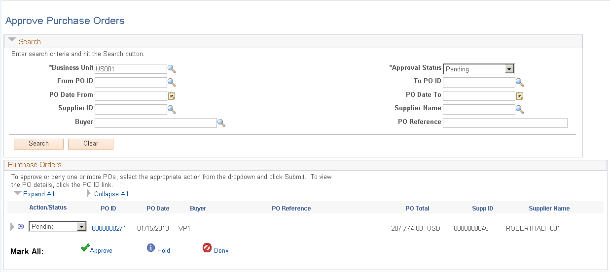 Approving Purchase Orders With Approval Framework