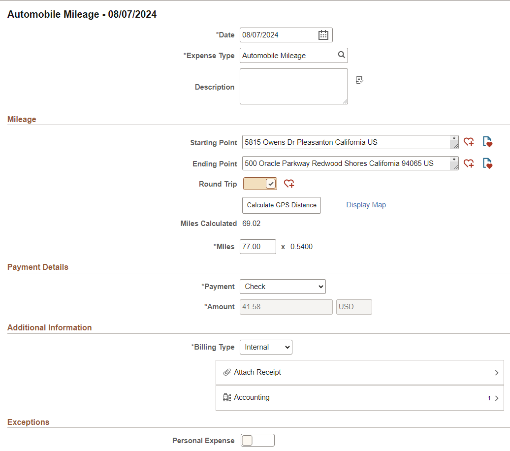 Creating Expense Reports by Expense Type