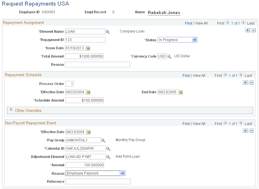 Assigning Repayment Deductions and Amounts