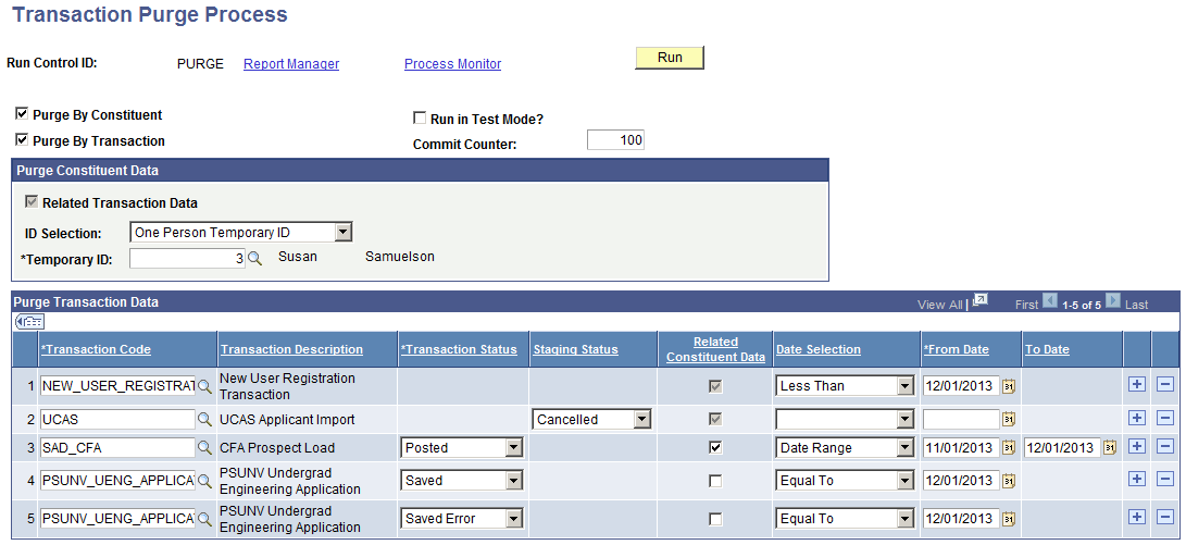 Purging Constituent and Transaction Records