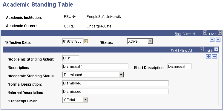 Setting Up Academic Standing
