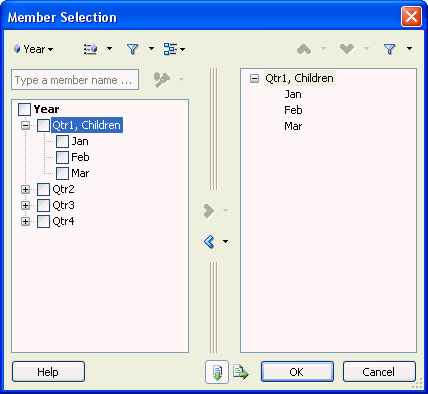 Selecting Members From the Member Selector