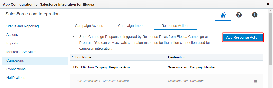 Creating response actions