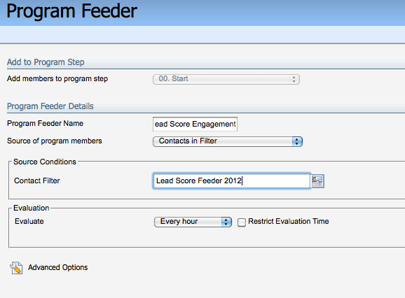Configuring program feeder
