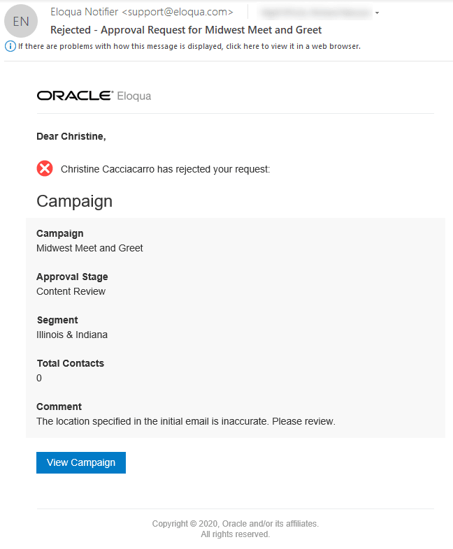 Approving or rejecting campaign stages