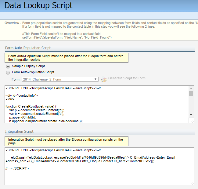 Creating web data lookups