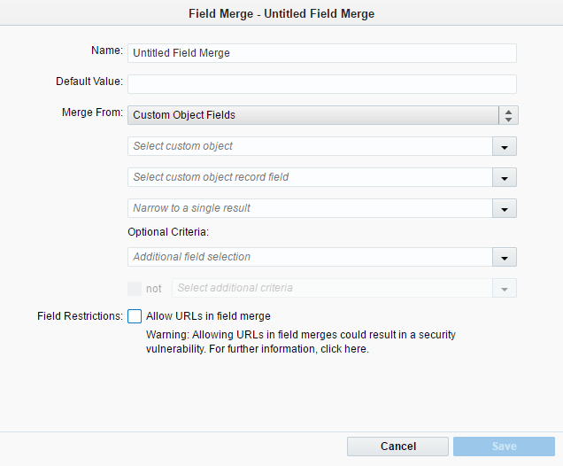 Creating field merges with custom objects