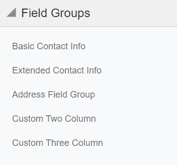 Contact fields, form elements, and field groups