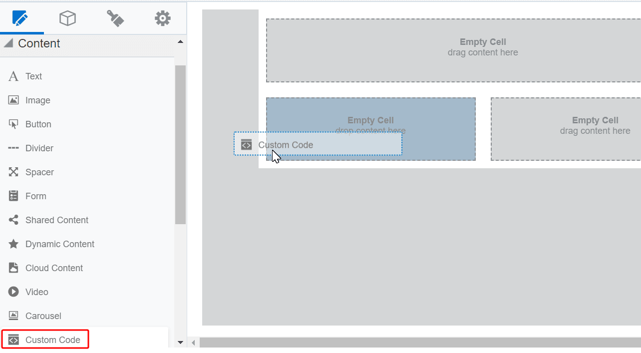 Customizing landing pages with HTML code in the Design Editor