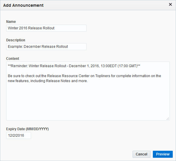 Creating announcements