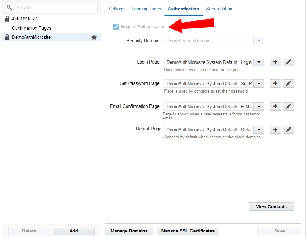 Step 2: Creating authenticated microsites