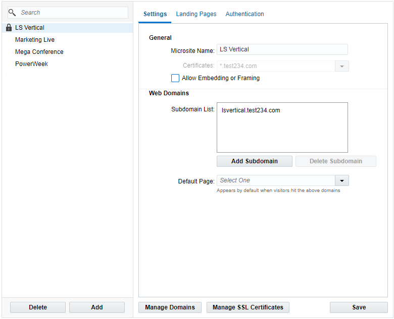 Step 2: Creating authenticated microsites