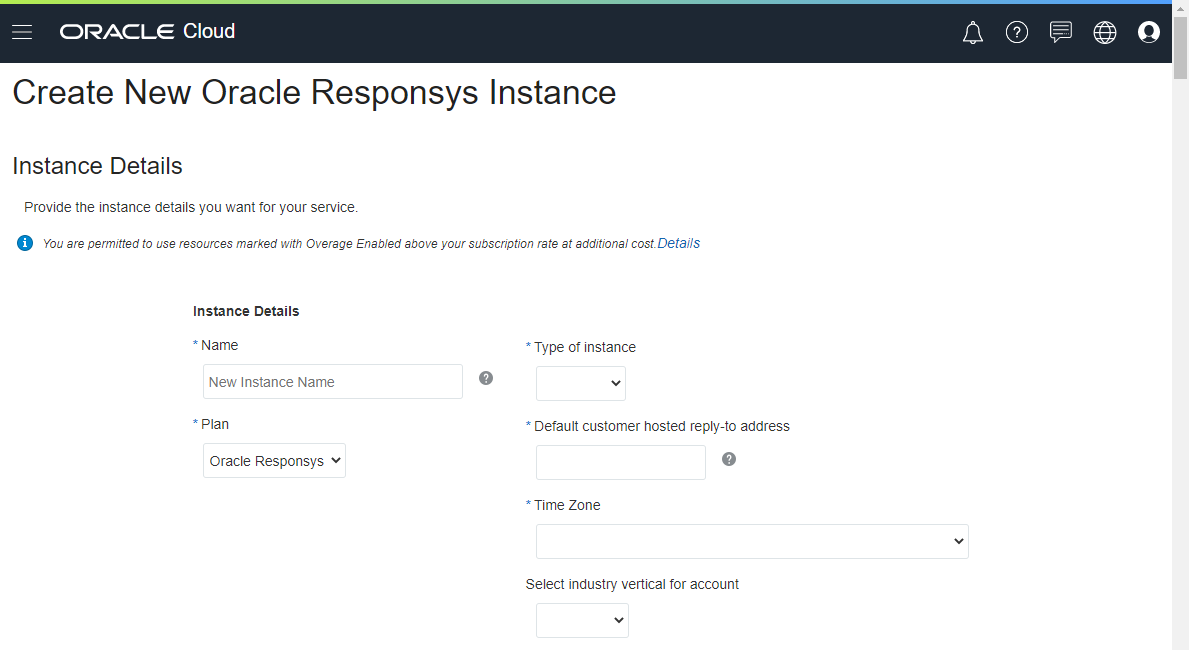 Step 2: Create Oracle Responsys service environments