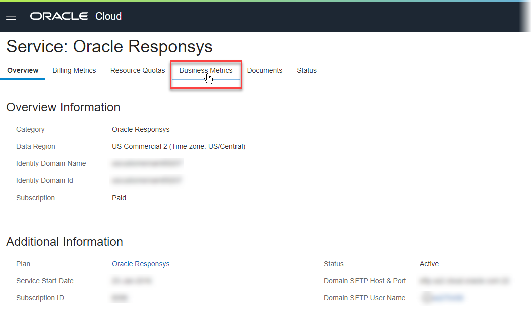 Viewing Responsys business metrics