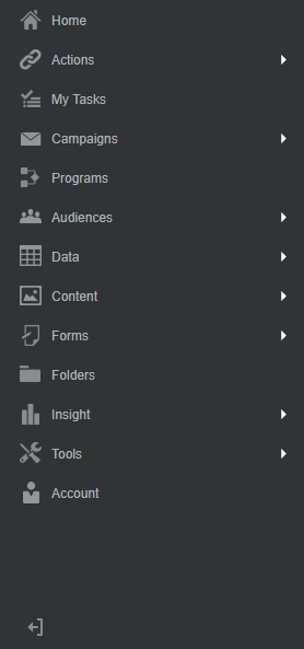 Navigation und Suche in Oracle Responsys