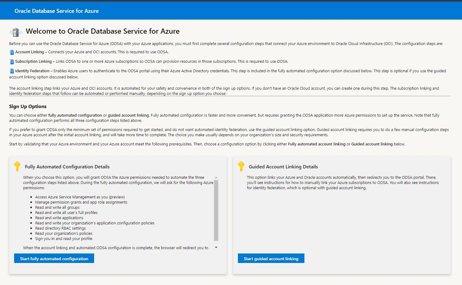 Für Oracle Database Service for Azure registrieren