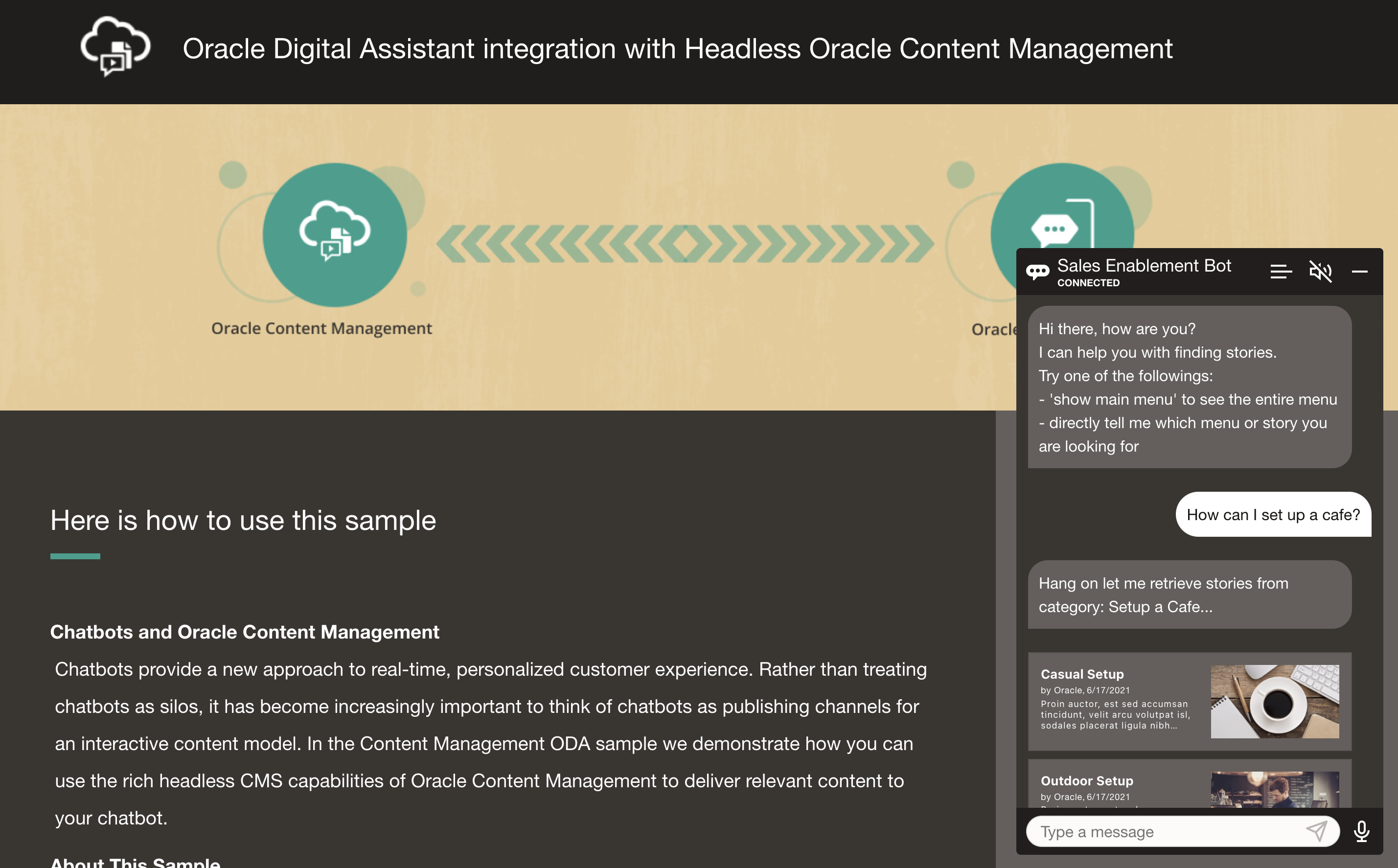 Oracle Digital Assistant Chatbot mit Headless Oracle Content Management erstellen