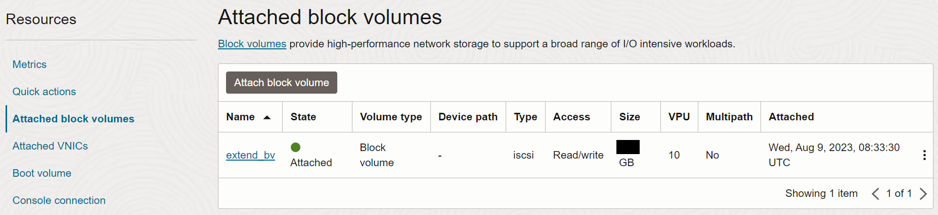 Logisches Block-Volume erweitern, das an eine Oracle Cloud Infrastructure Compute-Instanz ...