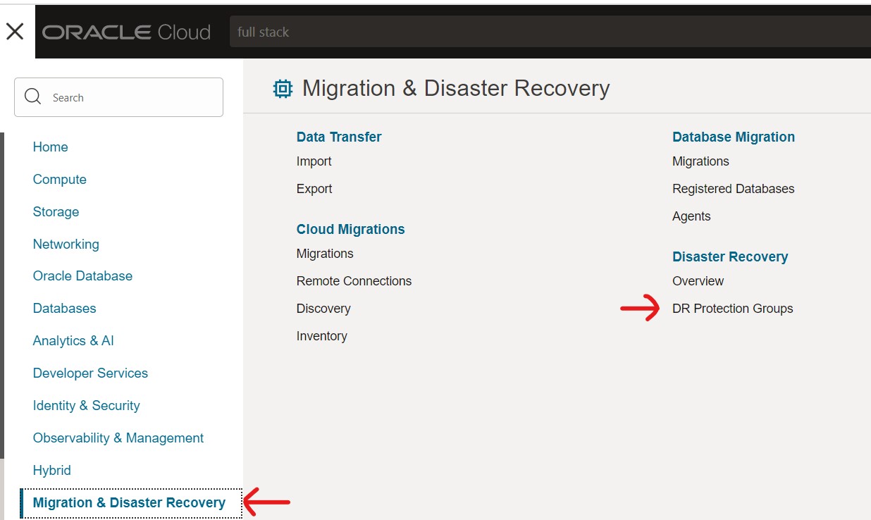 Virtuelle Maschine mit Full Stack Disaster Recovery zwischen OCI ...