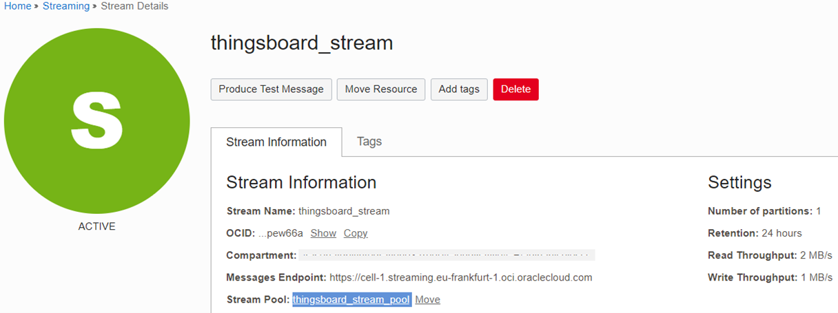 ThingsBoard mit OCI Streaming Services integrieren