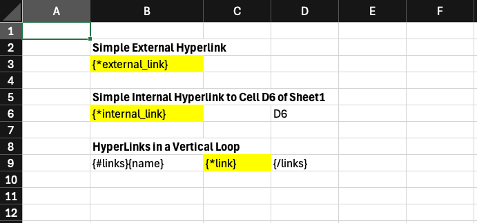 Document Generator MS Excel Tags